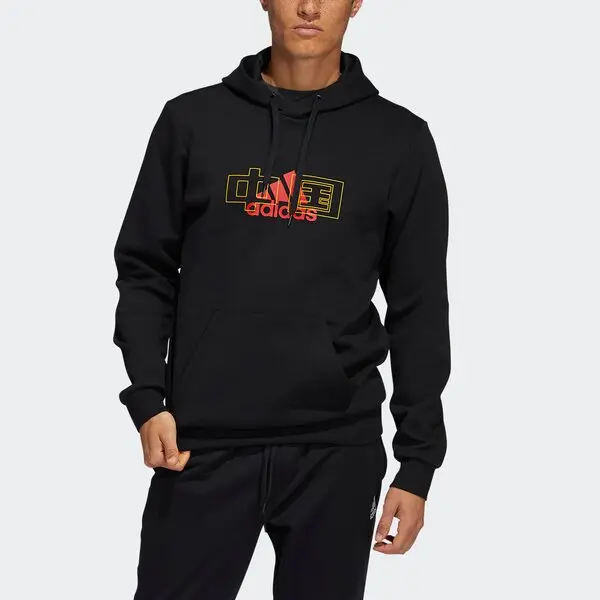 Adidas Black Graphic Print Hoodie