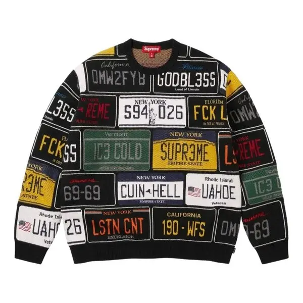 Supreme License Plate Knit Sweater - Black