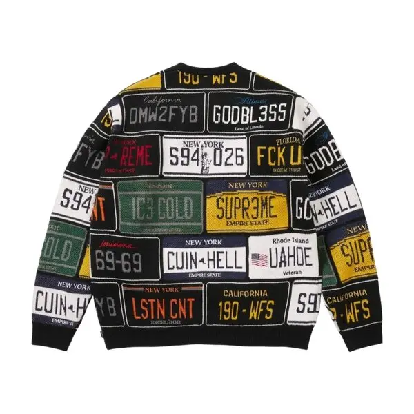 Supreme License Plate Knit Sweater - Black