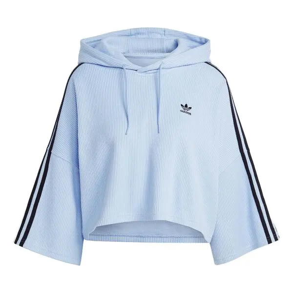 Adidas Cropped Hoodies With Drawstring And Logo Detail - Blue