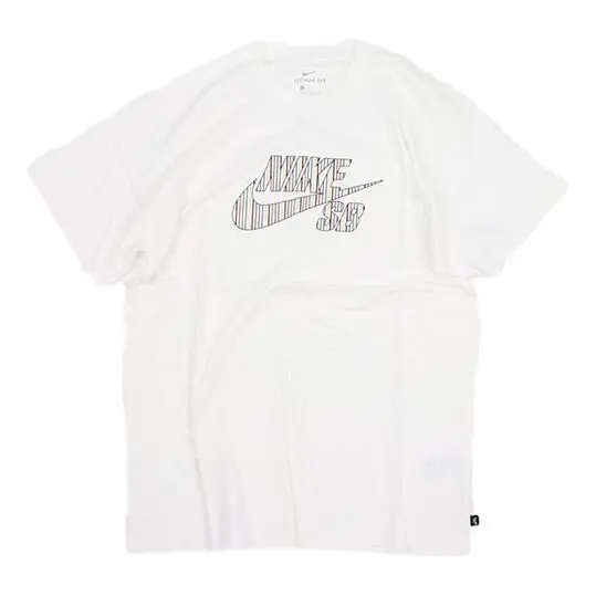 Nike Short Sleeve T-shirt With Colorful Logo Graphic - White