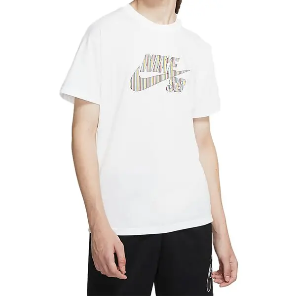 Nike Short Sleeve T-shirt With Colorful Logo Graphic - White