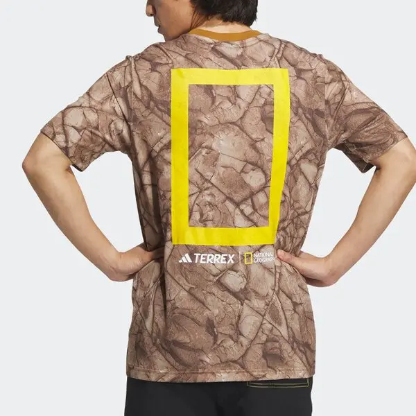 Adidas National Geographic Graphic Tencel Short Sleeve Tee 'brown - Bronze Strata