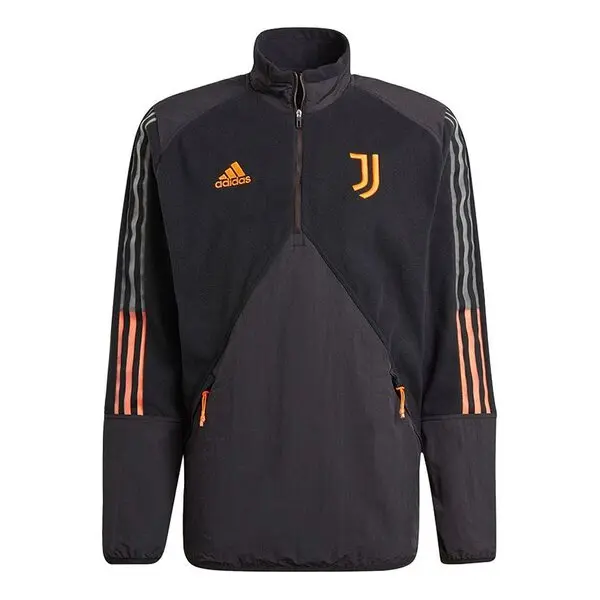 Adidas Juventus Soccer/football Sports Contrast Color Stitching Round Neck Pullover Black - Multi-color