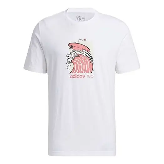 Adidas Neo Fav Eh Tee 1 Surf Printing Sports Round Neck Short Sleeve - White