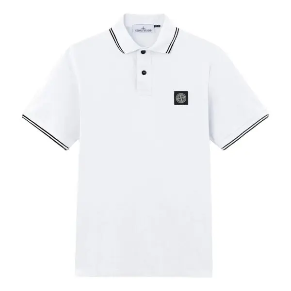 Stone Island 2200010 Slim-fit Compass Patch Polo Shirt - White