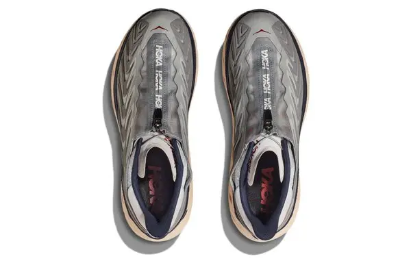Hoka One One Project Clifton Knitted Running Sneakers - Grey/beige/black
