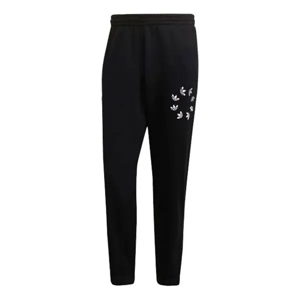 Adidas Originals Logo Printing Loose Sports Bundle Feet Pants Black - Multi-color