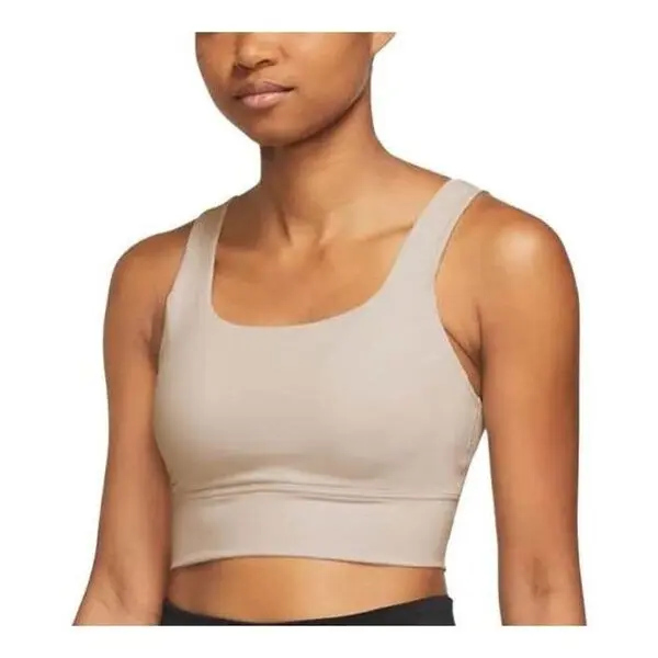 Nike Zenvy Longline Medium Support Padded Sports Bra - Beige