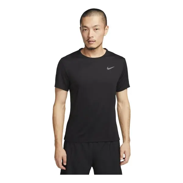Nike Dri-fit Uv Miler Short-sleeve Running Top - Black
