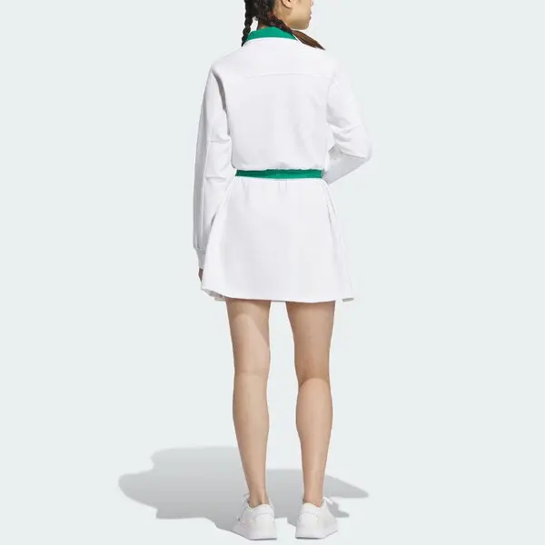 Adidas Verbiage Long Sleeve Polo Dress - White/green