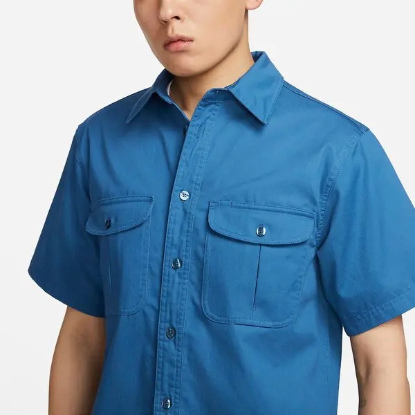 Nike Tanglin Short-sleeved Woven Button-down Skateboard Shirt - Blue