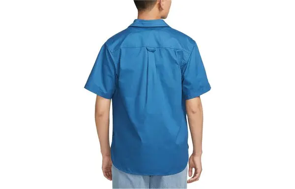Nike Tanglin Short-sleeved Woven Button-down Skateboard Shirt - Blue