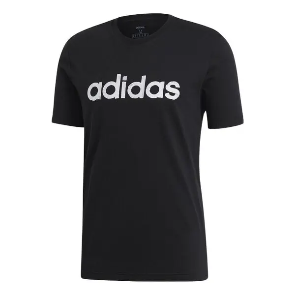 Adidas Alphabet Logo Printing Round Neck Casual Short Sleeve Black T-shirt - Multi-color