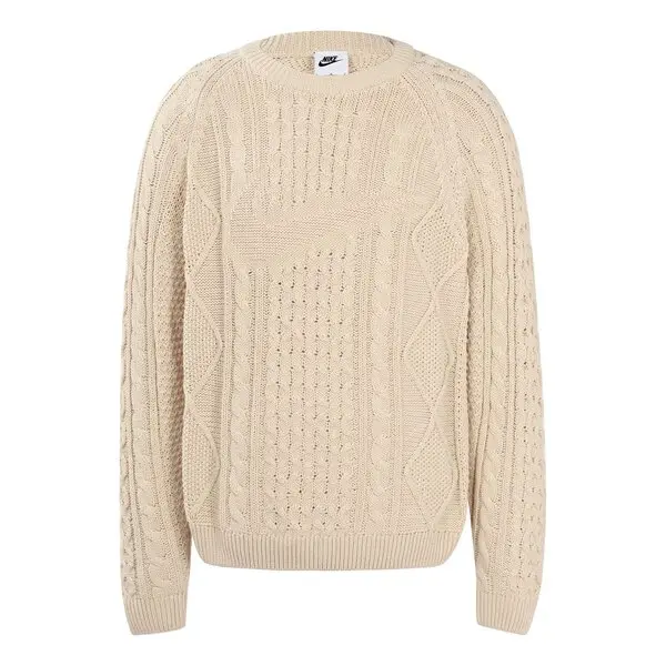 Nike Solid Color Round Neck Knit Long Sleeves Wool Sweater Yellow - Rattan