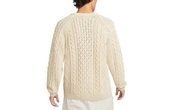 Nike Solid Color Round Neck Knit Long Sleeves Wool Sweater Yellow