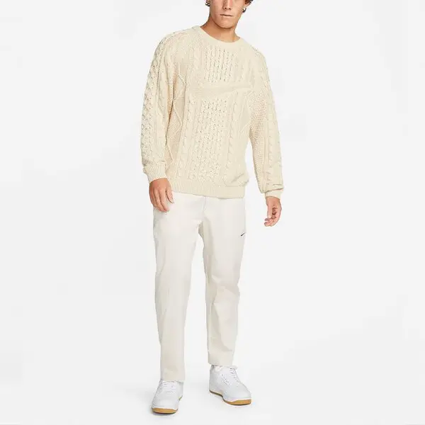 Nike Solid Color Round Neck Knit Long Sleeves Wool Sweater Yellow