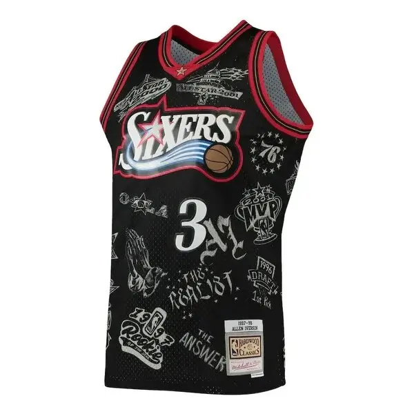 Mitchell & Ness Philadelphia 76ers 1998 World Tour Swingman Jersey 'allen Iverson 3 - Black