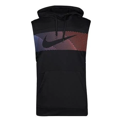 Nike Sleeveless Hooded Vest With Graphic Detail - Black