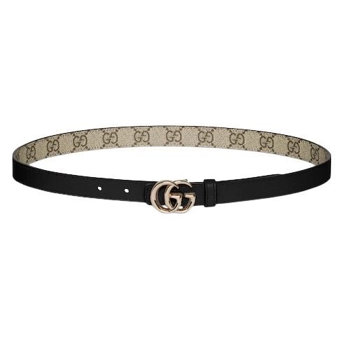 Gucci Marmont Thin Reversible Belt - Beige/black