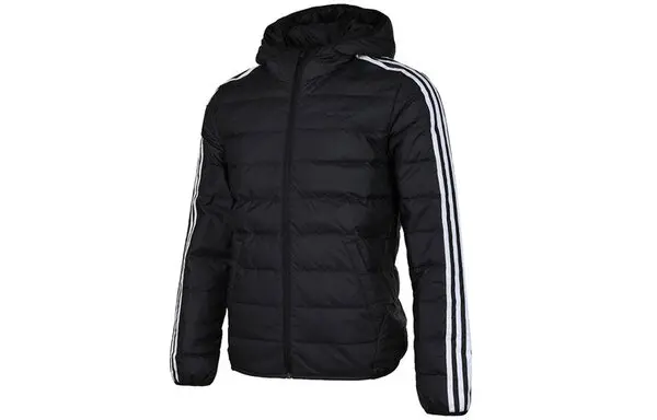 Adidas Neo Hooded Down Jacket With Signature Stripes