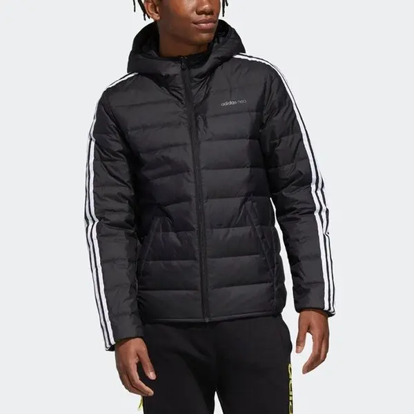 Adidas Neo Hooded Down Jacket With Signature Stripes