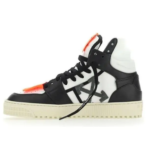 Off-White Off Court 3.0 Leather Canvas High Top Sneakers - Black/white/orange