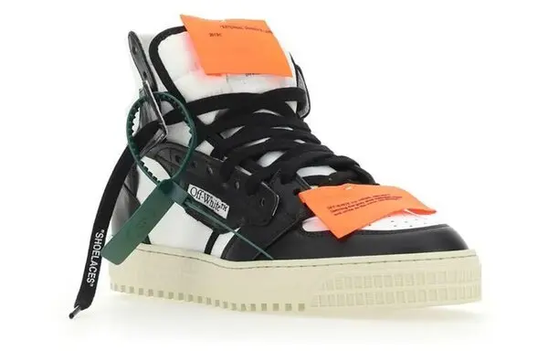 Off-White Off Court 3.0 Leather Canvas High Top Sneakers - Black/white/orange