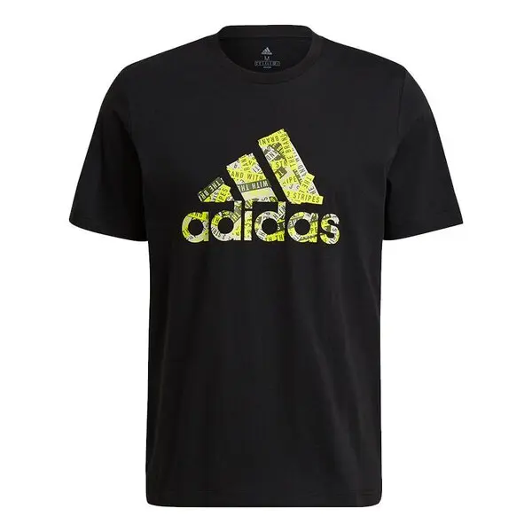 Adidas Bos Brtp Fll Alphabet Logo Round Neck Sports Short Sleeve - Black