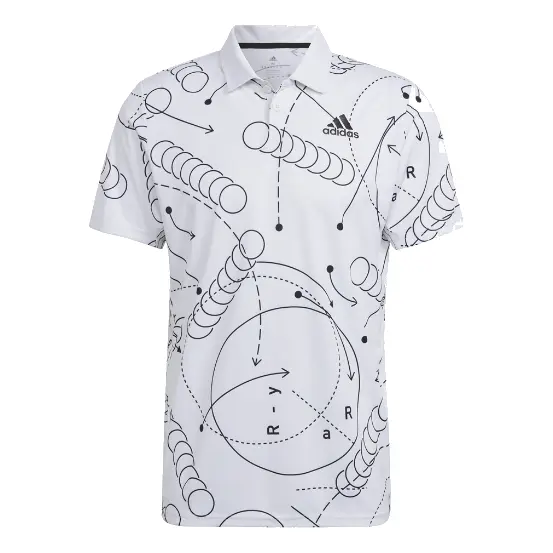 Adidas Club Graphic Tennis Polo Shirt 'white - White/black