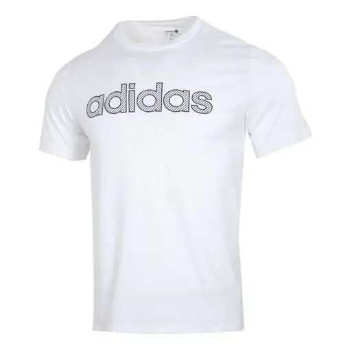Adidas Neo Athleisure Casual Sports Breathable Logo Solid Color Round Neck Short Sleeve White T-shirt - Multi-color