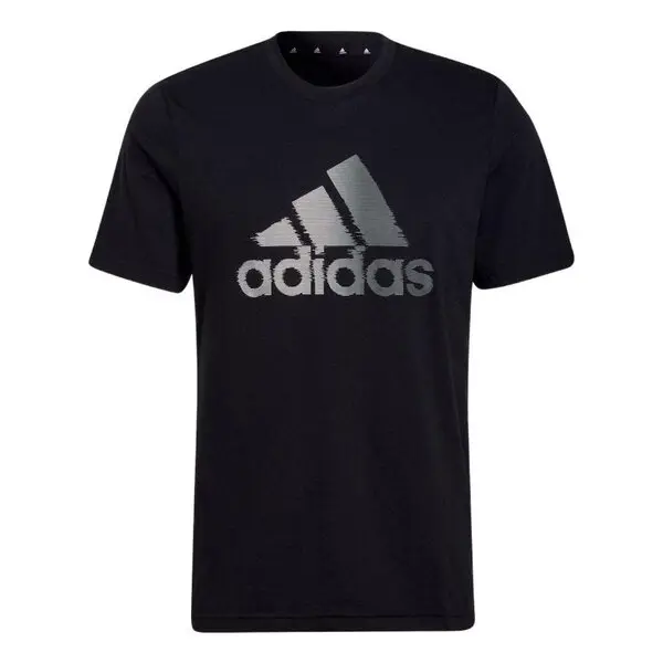 Adidas Large Logo Round Neck Short Sleeve Japanese Version Black T-shirt - Default Color