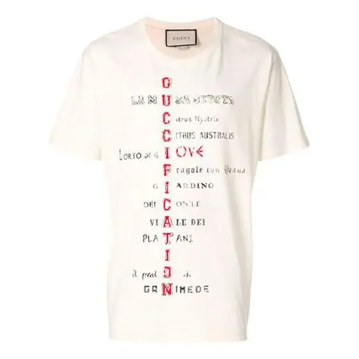 Gucci Alphabet Printing Short Sleeve Creamy White - Default Color