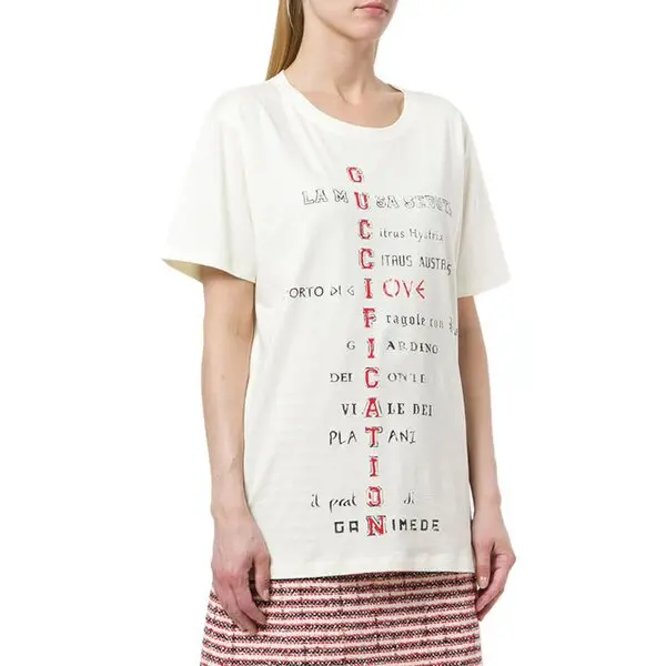 Gucci Alphabet Printing Short Sleeve Creamy White