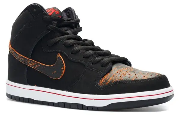 Nike Dunk High Pro Distressed Leather Sneakers - Black