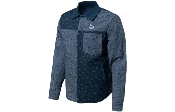 PUMA Paisley Woven Reversible Shacke Shirt 'blue Grey Black