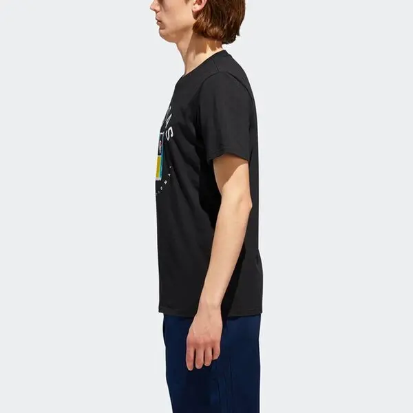 Adidas Originals Oncourt Tee Funny Printing Logo Sports Round Neck Short Sleeve - Black