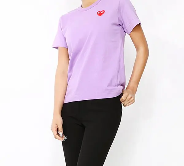 Play Comme Des Garcon Red Heart Logo T-shirt - Purple