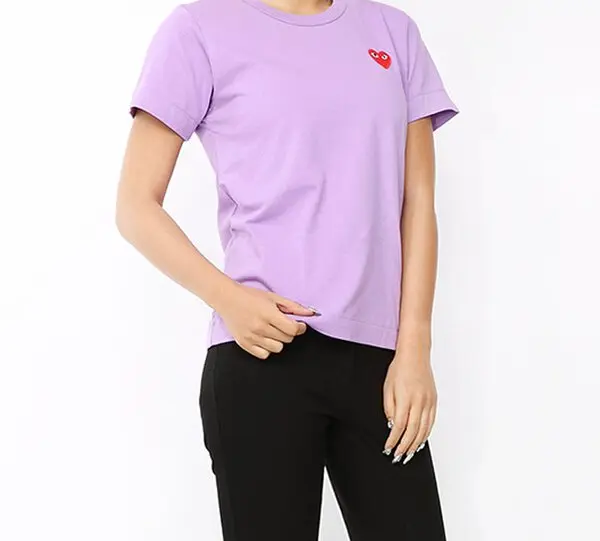Play Comme Des Garcon Red Heart Logo T-shirt - Purple