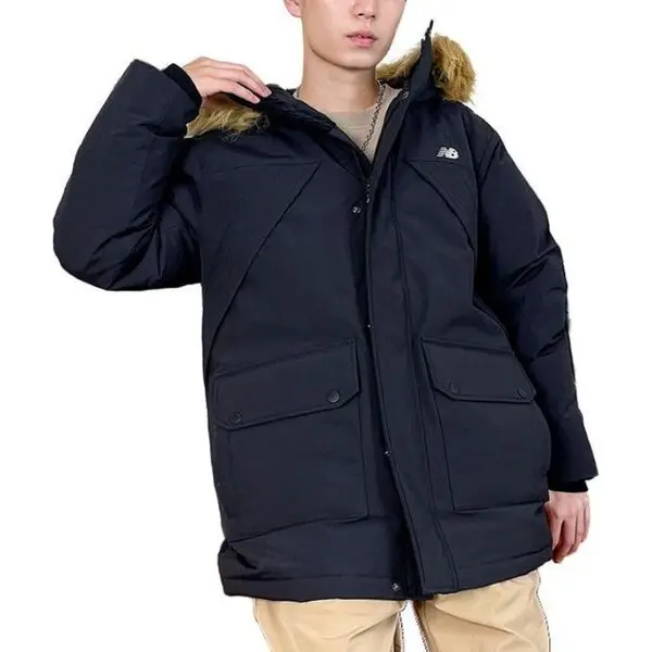 NEW BALANCE Hooded Down Parka With Fur Trim