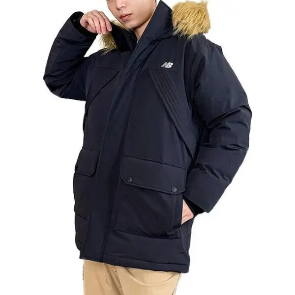 NEW BALANCE Hooded Down Parka With Fur Trim
