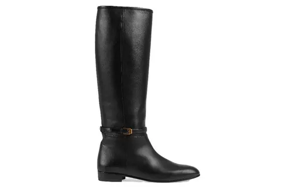 Gucci Knee High Leather Boots With Buckle Detail