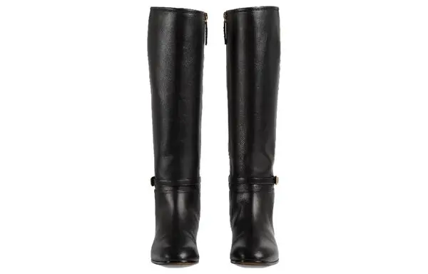 Gucci Knee High Leather Boots With Buckle Detail