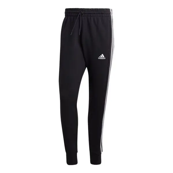 Adidas Essentials French Terry Tapered Cuff 3-stripes Pants - Black