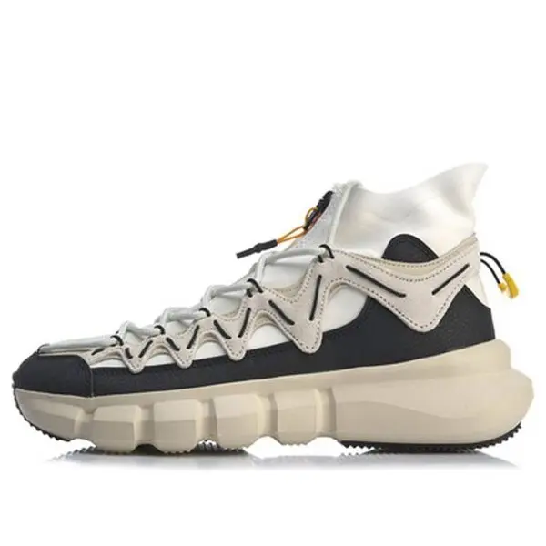 LI-NING High Top Athletic Sneakers With Lace-up And Zip Closure - White/black