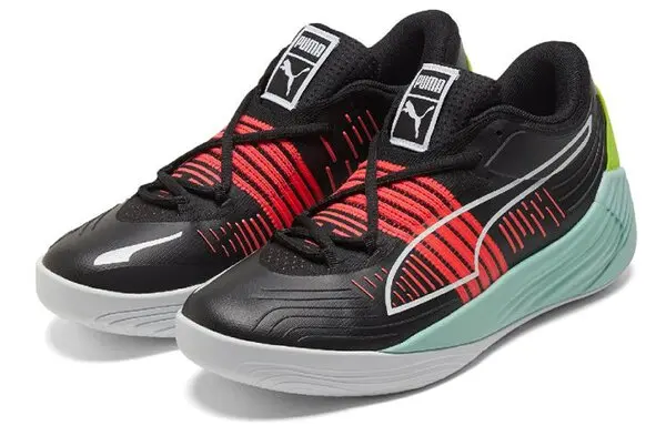 PUMA Fusion Nitro Low Top Athletic Sneakers - Black/red/white