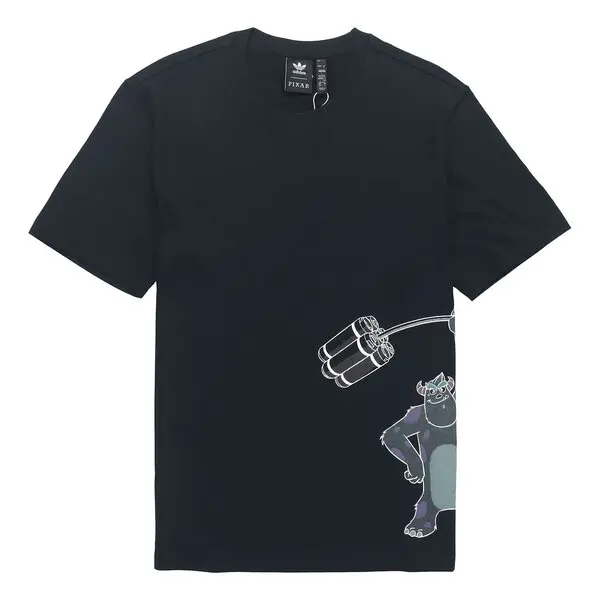 Adidas Originals X Pixar Crossover Logo Printing Round Neck Short Sleeve - Black