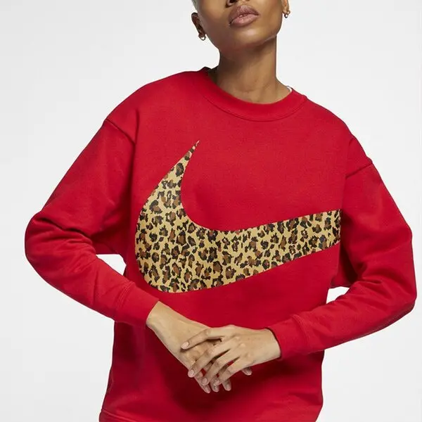Nike Pullover With Leopard Print Swoosh Detail