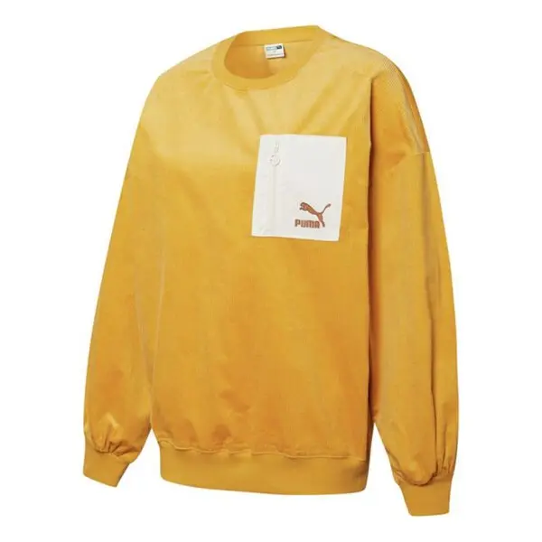 PUMA Round Neck Pullover With Zipper Pocket - Yellow