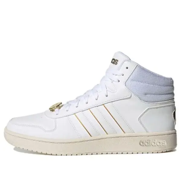 Adidas Hoops 2.0 Mid Sneakers - White/gold
